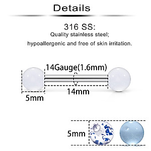 Ftovosyo 12pcs Nipple Rings + 48pcs Replacement Balls 14G Tongue Rings Nipple Straight Barbells Surgical Steel Nipplerings Bar Body Piercing Jewelry for Women Men 14mm