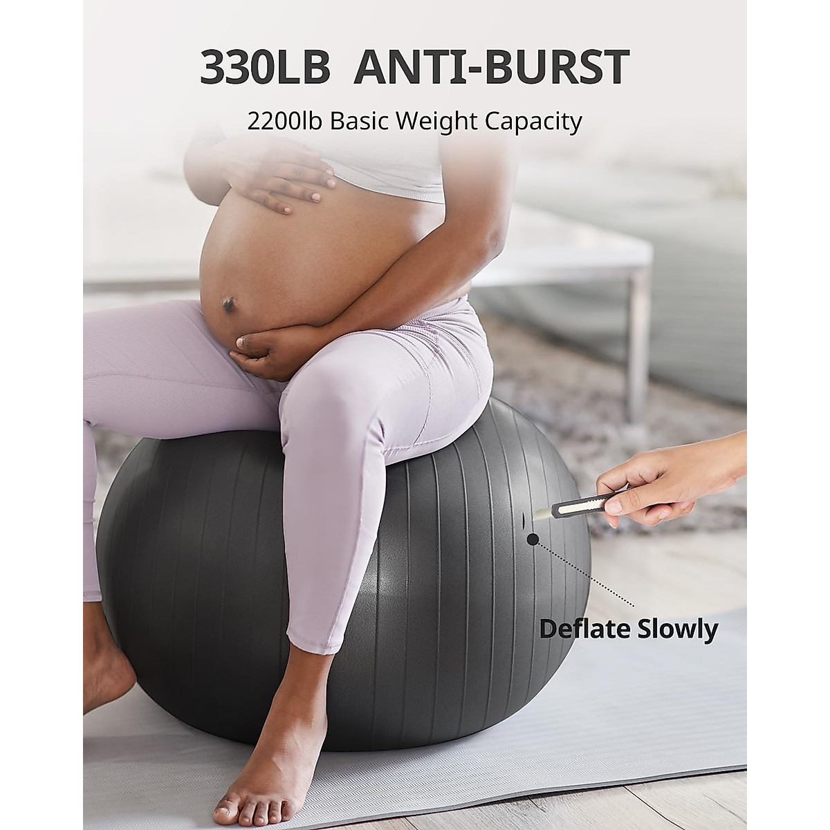 Trideer Extra Thick Yoga Ball Exercise Ball, 5 Sizes Ball Chair, Heavy Duty Swiss Ball for Balance, Stability, Pregnancy, Physical Therapy, Quick Pump Included