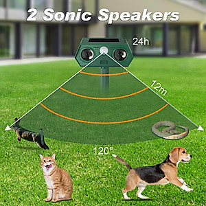LittleMax Mole Repellent Solar Powered 2 Speaker, Sonic Gopher Repellent Outdoor Mole Deterrent for Yard Chipmunk Repellent Groundhog Repellent Vole Stake Mole Scram Solar Animal Repeller for Lawn