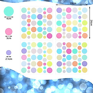 288 Pieces Polka Dots Wall Stickers Large Round Polka Dot Confetti Wall Decals Assorted Polka Dot Stickers for Baby Nursery Child Kid Boy Girl Bedroom Home Decor, 8 Sheets (Light Color)