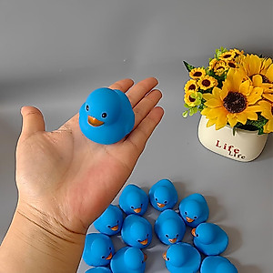 Bath Duck Toys 16 PCS Blue Mini Rubber Ducks Squeak and Float Duckies Baby Shower Toy Party Decoration for Toddlers Boys Girls