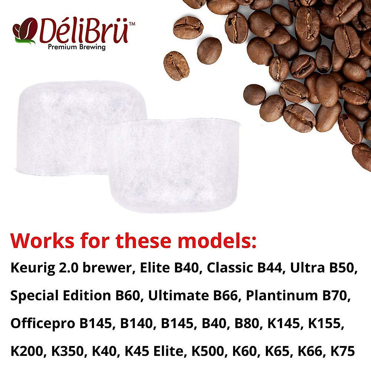 Keurig Filter Replacement, 6Pack KEURIG Compatible Water Filter Cartridges by Delibru for Keurig 2.0 and 1.0 Coffee Makers