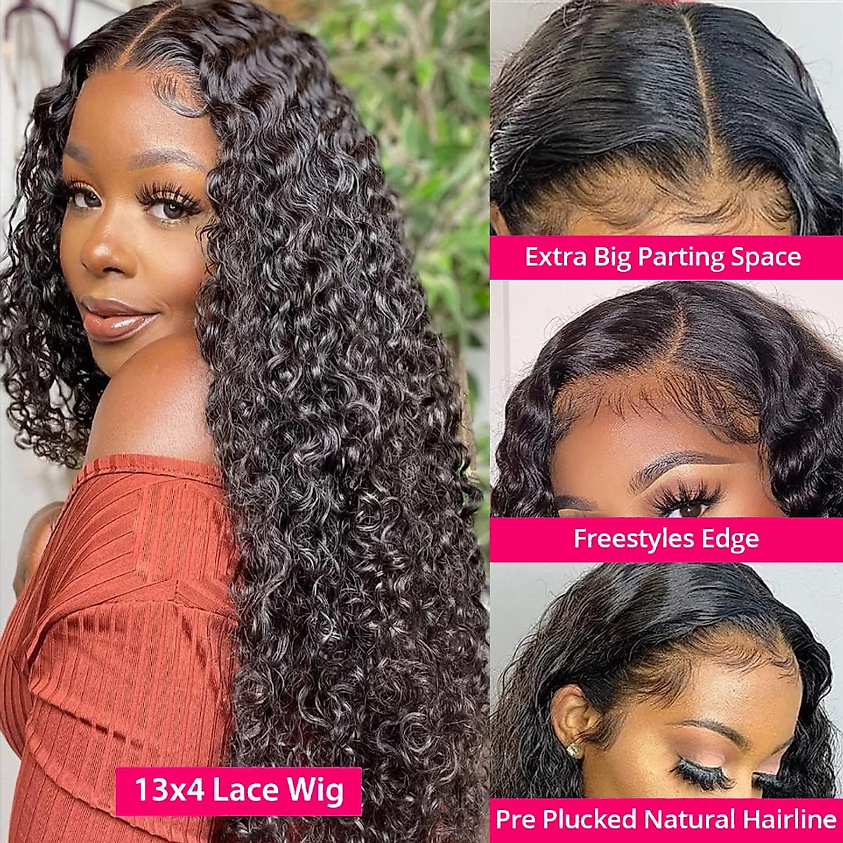 30 Inch Lace Front Wig Human Hair for Black Women 180% Density HD Transparent 13x4 Deep Wave Lace Front Wigs Human Hair Pre Plucked Wet and Wavy Brazilian Curly Glueless Lace Frontal Wigs (30Inch）