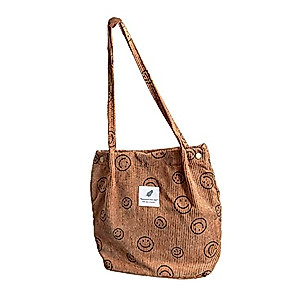 LaurelTree Corduroy Tote Bag Aesthetic Tote Bags for School Cute Tote Bags Teen Girls Trendy Stuff