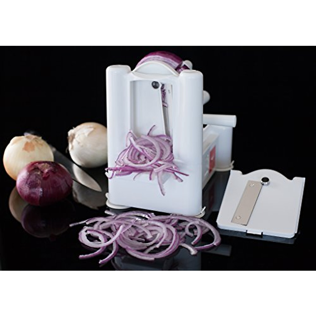 Paderno World Cuisine 6-Blade Vegetable Slicer / Spiralizer, Counter-Mounted and includes 6 Different Stainless Steel Blades