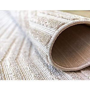 Unique Loom Sabrina Soto Outdoor Collection Modern, Vibrant, Carved Area Rug, 2 ft x 6 ft, Beige