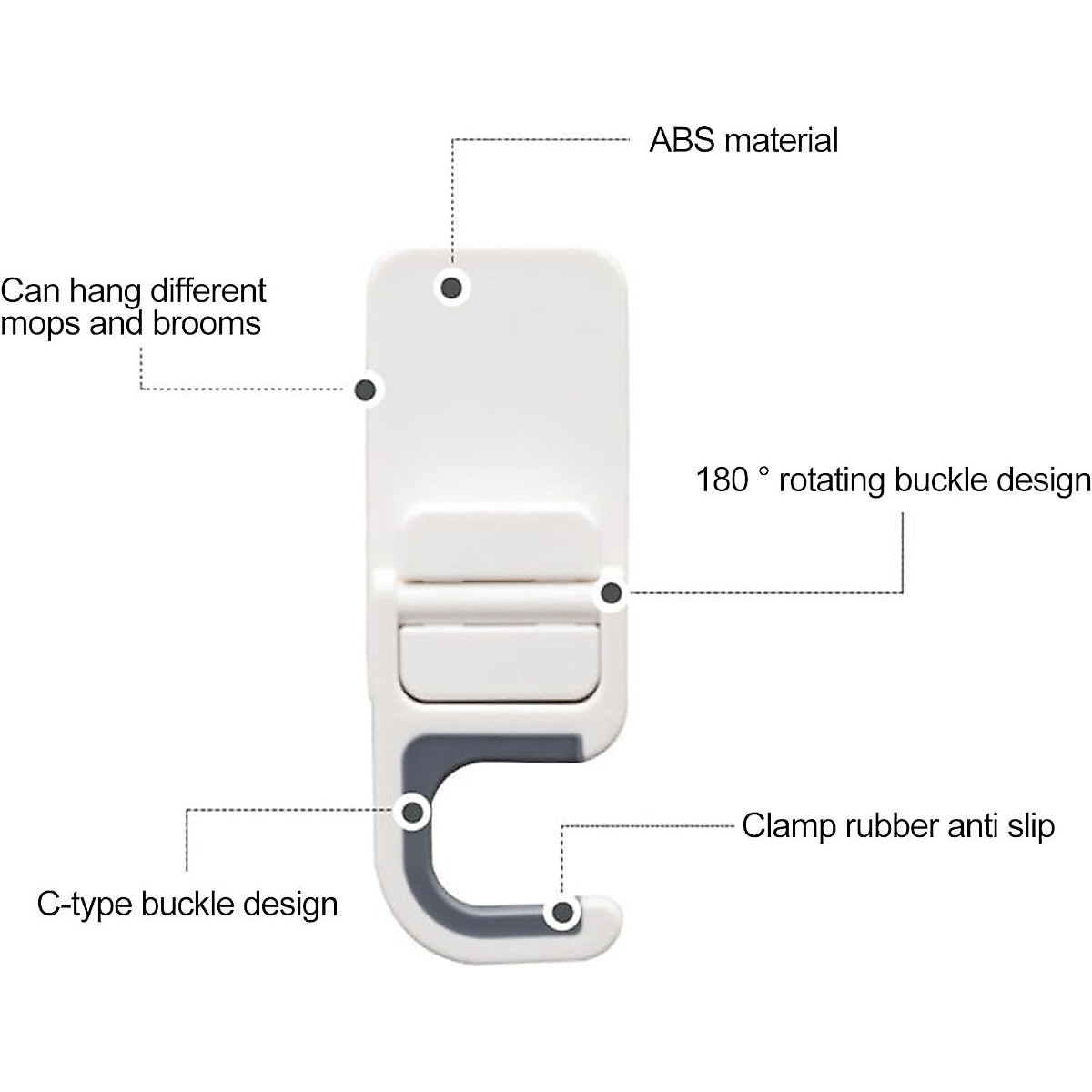 4/6/8PCS Peel and Stick Mop & Broom Holders, Mop and Broom Wall Holder Peel and Stick, Broom And Mop Organizer Wall Hanging, Broom Holder Wall Mount Self Adhesive, Broom Closet Organizer Hooks (4PCS)