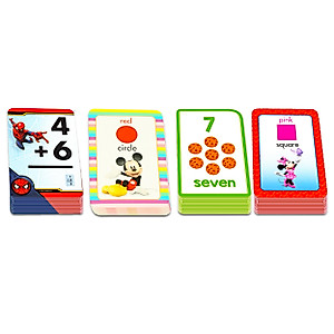 Disney Flash Cards for Toddlers 2-4 - Bundle of 4 Early Learning Decks: Colors, Shapes, Numbers and More Featuring Mickey, Minnie, and Spiderman