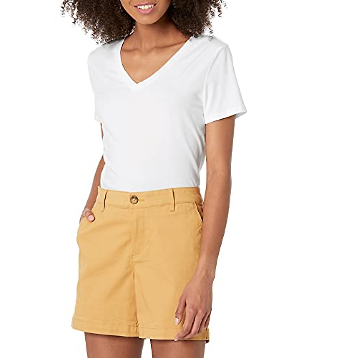 Amazon Essentials Women's Classic-Fit Short-Sleeve V-Neck T-Shirt, Pack of 2, Black/White, X-Large