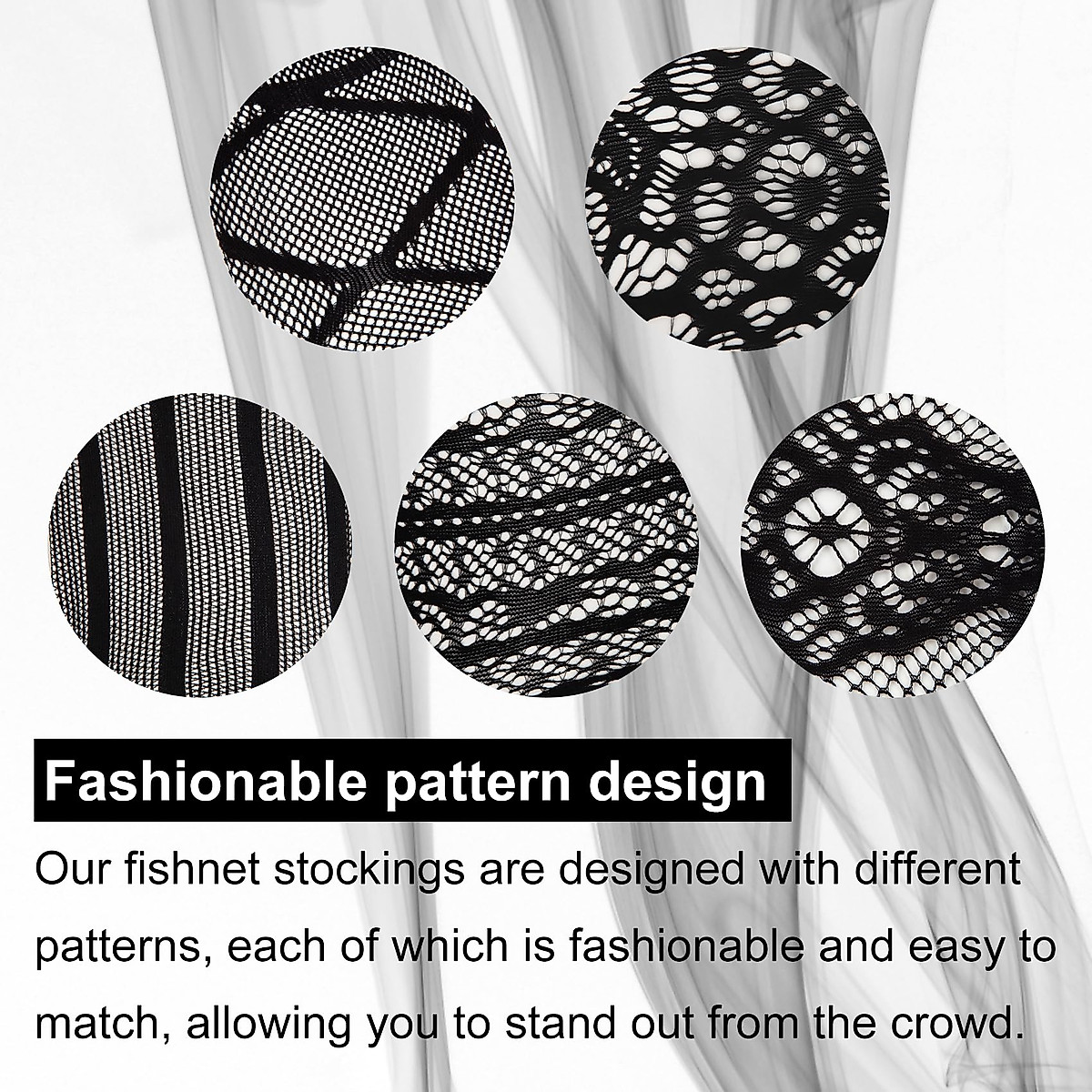 Fullsexy Plus Size Stockings, Fishnet Tights Suspander Pantyhose Thigh High with 4 Thongs for Women, Black1, One Size