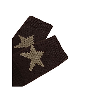 SHENHE Women's Star Pattern Fingerless Thumb Hole Knitted Wrist Length Mitten Gloves Coffee Brown One Size