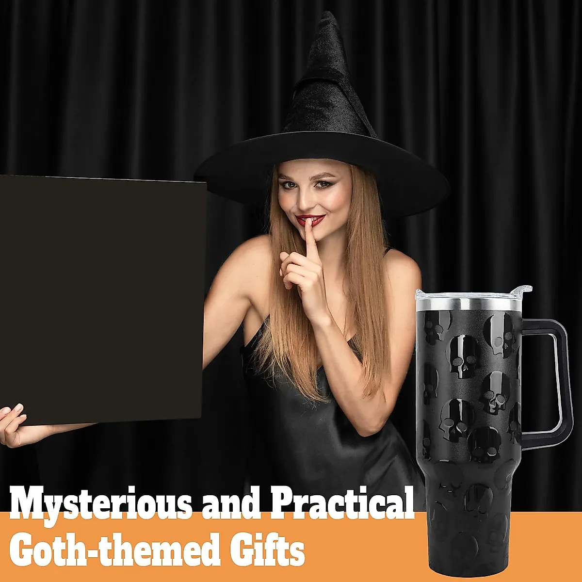 sxmluedn Goth Gifts Goth Tumbler Halloween Tumbler 40 Oz Skull Gifts Cup For Women Men Spooky Skeleton Travel Mug with Handle Lid and Straw