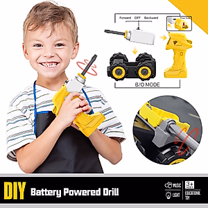 Take Apart Toys with Electric Drill with Remote Control Function 6 in 1 Take Apart Construction Toys Trucks Toy Drills, Gift Toys for 3,4,5,6,7, 8 Year Old Boys Girls Kids