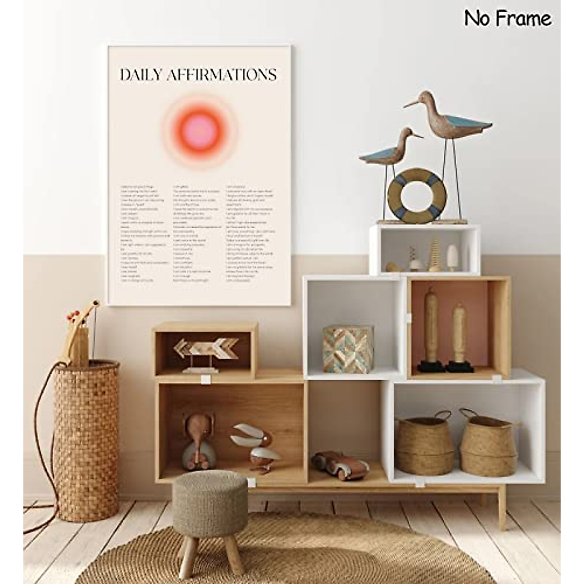 Daily Affirmation Wall Art Inspirational Canvas Wall Art Prints Trendy Words of Affirmation Wall Art Words of Affirmation Poster Motivational Pictures for Girl Woman Bedroom Decor 16x24 Inch UNFRAMED