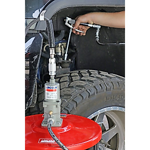 Lincoln 4417 Portable Air Operated High-Pressure Industrial 40:1 Pneumatic Single Acting Grease Pump, Drum Cover, Dolly, Follower, Control Valve and 7 Foot Hose