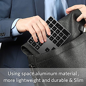 JOYEKY Bluetooth Number Pad, Wireless Numeric Keypad, USB-C Rechargeable External 34-Keys Numpad, Financial Data Entry Keyboard for iMac, MacBook Air/Pro, PC Desktop, Laptop Notebook