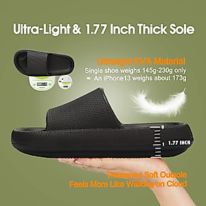 EQUICK Cloud Slides Pillow Slippers for Women and Men | Shower Slippers Bathroom Sandals | Ultra Soft | Cushioned Thick Sole | Indoor & Outdoor U221YZTX344.DN-Aurora black-39-40