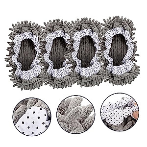 Lurrose 2 Pairs Mopping Slippers Cover Foot Cleaner Dust Mops Shoe Covers for Indoors Floor Cleaning Tool Kitchen Mop Floor Cleaning Shoes Dust Mop Covers Elastic Cleaning Tools Cleaner