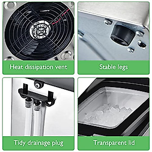 COSTWAY Nugget Ice Maker for Countertop, 29 Lbs/24H Portable and Compact Ice Machine with Self-Cleaning, Auto-Defrost Function, 3 Lbs Basket and Scoop, Stainless Steel Ice Maker for Indoor Use, RV