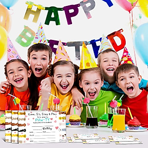 YSTEP Cat Birthday Party Invitations, 20 Invite Cards with Envelopes, 4"x6" Cat Kitty Pawty Birthday Party Invites - A27