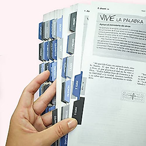 PEZ DE PAPEL Pestañas para Biblia Católica, en español. Catholic Bible Tabs, in Spanish (Azul y gris/Blue and gray)