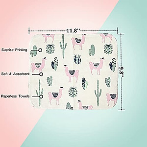 Gecocious Paper Towels Reusable Cotton Cloths-12 PACK Surprise Prints Absorbent Kitchen Cloth Paper Towels Washable Roll-Zero Waste Alternative Napkins 10x12 Inches (Only Towels)