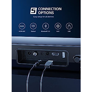 MEREDO Sound bar with Subwoofer 180W Detachable 2 in 1 Sound Bars for TV 2.1CH Treble & Bass Adjust 5 EQ Modes ARC/Optical/AUX/Bluetooth 12L Deep Bass for Home Theater Wall Mount-37 Inch