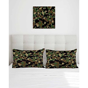 zzsunfeel Pillow Cases Linen Pillow Shams Camo Pillow Cases Set of 2 12x20 Inches Pillowcases Rectangle Cushion Covers Flax Soft Linen Pillow Covers for Couch Sofa