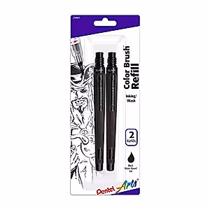Pentel Arts Color Brush Refills, Black Ink, Pack of 2 (FR101BP2A)