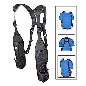 USH-300D Double Radio Shoulder Holster Chest Harness with an Adjustable Radio Pouch fits All Medium to Large Motorola ICOM Vertex Two Way Radios. Made in The USA by HOLSTERGUY