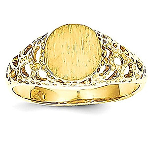 IceCarats 14K Yellow Gold Custom Engraved Signet Ring Handmade Personalized Monogram Initial Letter Band Size 4