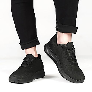 OXOMOCA Non Slip Work Shoes for Men Women Restaurant Slip On Shoes for Mens,Slip Resistant Work Waterproof Sneakers Resistant Lightweight Comfortable Kitchen Chef Shoes Food Service Z-Black