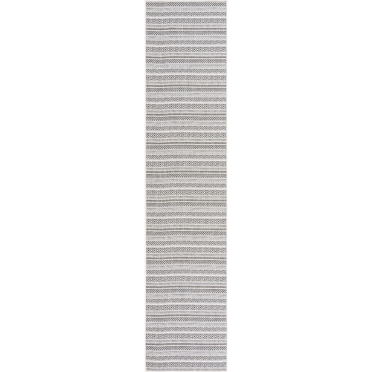 Rugs.com Outdoor Ribbon Collection Rug – 2' 7 x 12' Runner Beige Flatweave Rug Perfect for Hallways, Entryways