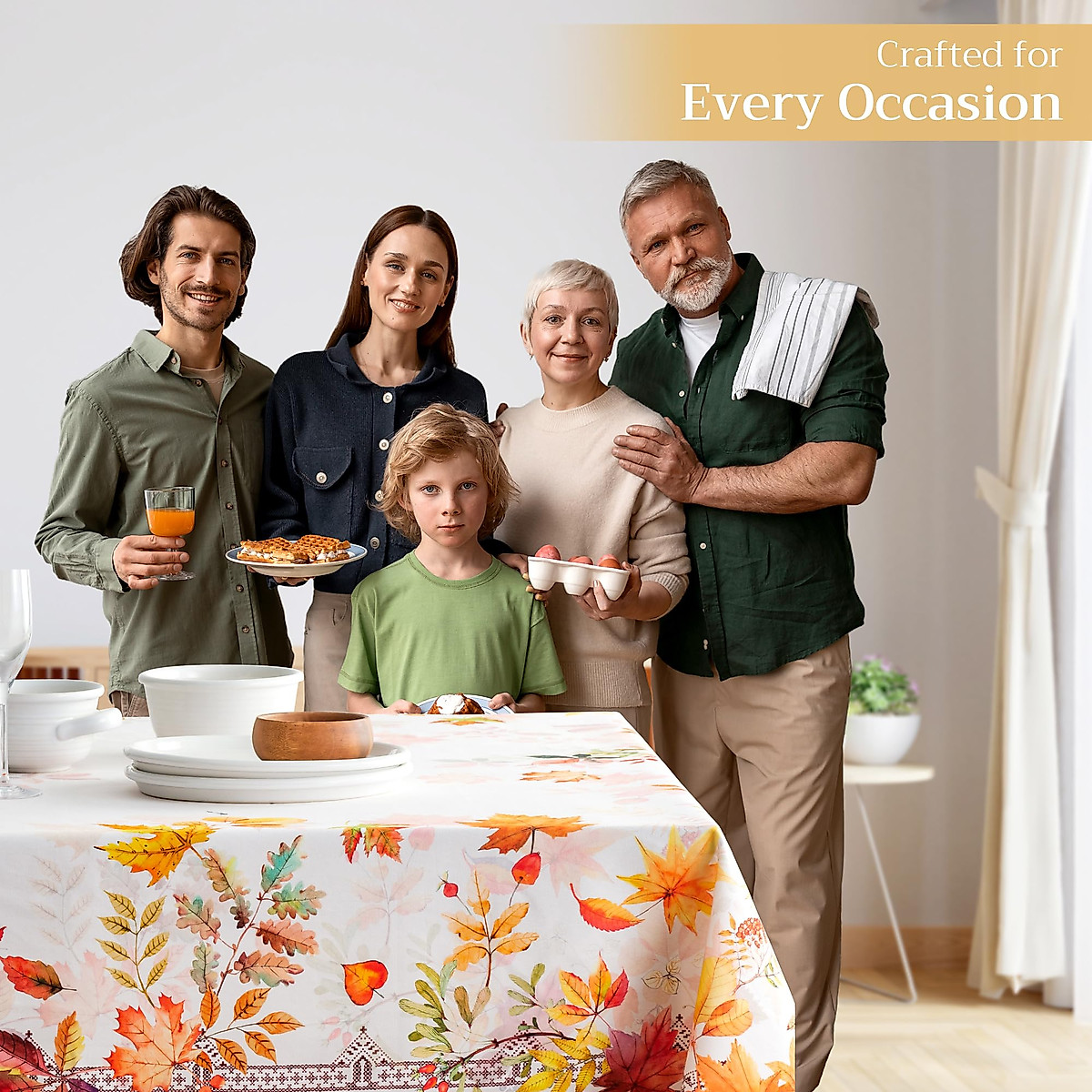 Maison d' Hermine 100% Cotton Table Cover - 60"x90" Rectangle Decorative Tablecloth - Washable Tablecloths for Dining, Home, Farmhouse & Party - for Thanksgiving & Christmas - Amarante Collection