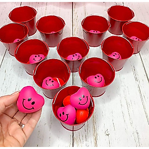 4E's Novelty Mini 1.5" Heart Stress Ball (24 Pack) Bulk - Valentines Squishies - for Class Valentines Party Favors for Kids, Valentines Day Gifts for Kids Classroom, Small Size