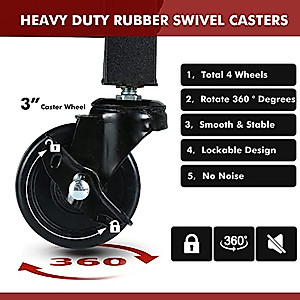 Feasto Rolling 3-Tier Adjustable Outdoor Pizza Oven Table and Food Prep Cart Table, Home and Outdoor Multifunctional Stainless Steel Table Top Worktable on Four Wheels, L34’’x W16.1’’x H33’’