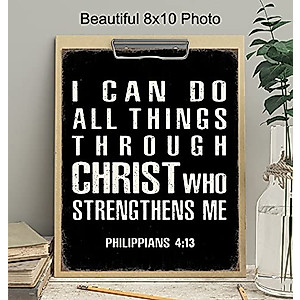 Religious Christian Wall Art & Decor - Catholic Gifts for Men - Scripture Wall Art - Jesus Wall Decor - Bible Verses Wall Decor - Inspirational Spiritual Gifts - I Can Do All Things Through Christ