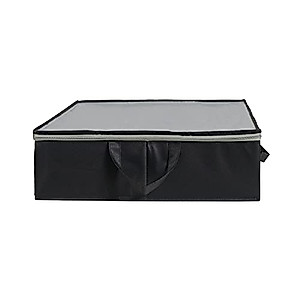 Amazon Basics Fabric Underbed Storage Bag Organizer with Handles - Black, 30.2"L x 20.1"W x 5.7"H, Pack of 2
