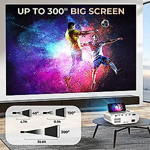Projector with WiFi and Bluetooth, Native 1080P Projector for Outdoor Movie, 8500 Lumens, Portable Mini Projector Compatible with iPhone/Smartphone/TV Stick/Xbox/PC/Laptop w Carry Bag
