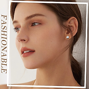 ONESING 12 Pairs Faux Gauge Earrings for Men Black Stud Earrings Silver Mens Earrings Faux Plugs Stainless Steel Earrings Set with Gift Box