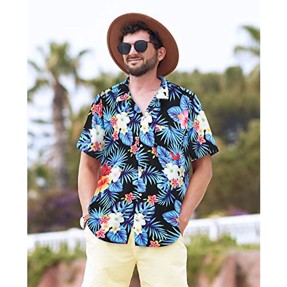 MRIGNT Men's Hawaiian Shirt Short Sleeves Printed Button Down Summer Beach Shirts