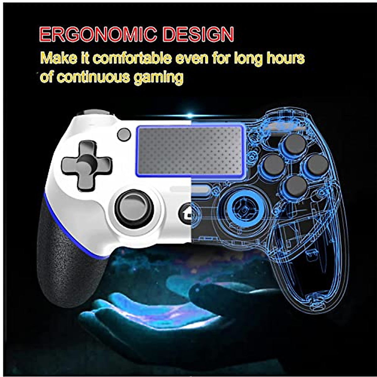 Niacop Wireless PS-4 Controller, Dual-shock PS-4 Controller compatible play-station 4/3/Pro/Slim/PC, Gamepad with Dual Vibration, Turbo,Touch Pad, Battery capacity 600mAh