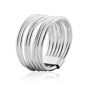 925 Sterling Silver 7 Day 7 Band Stacked Ring - Size 9