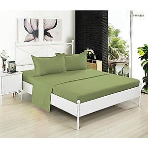 Microfiber 2 Twin Fitted Bottom Bed Sheets (2-Pack) 1800 Ultra Soft and Comfy - 39" x 75" Great for Kids Room, Guest Room, Dorms, Camps, Twin Beds (Twin, Sage Green)