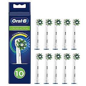 Braun Oral-B 4210201321439 CrossAction Toothbrush Heads with Cleanmaximiser Bristles for Holistic Mouth Cleaning, Pack of 10