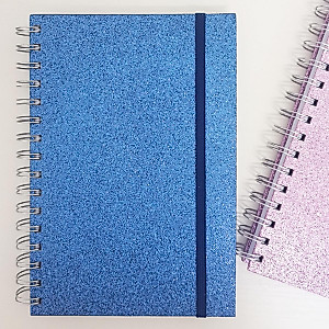 Spiral Notebook, Glittery Pink Journal Notebook, 2Pack Hardcover Journals for note taking, Thick Paper, 180 Pages, 8.2” x 6”