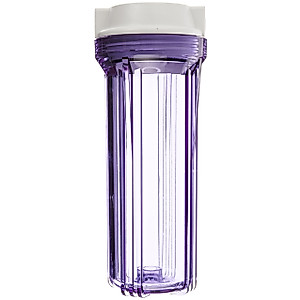 Hydronix HF2-10CLWH12, 10" Clear Housing with White Flat Cap For RO & Filtration Systems, 1/2" Ports