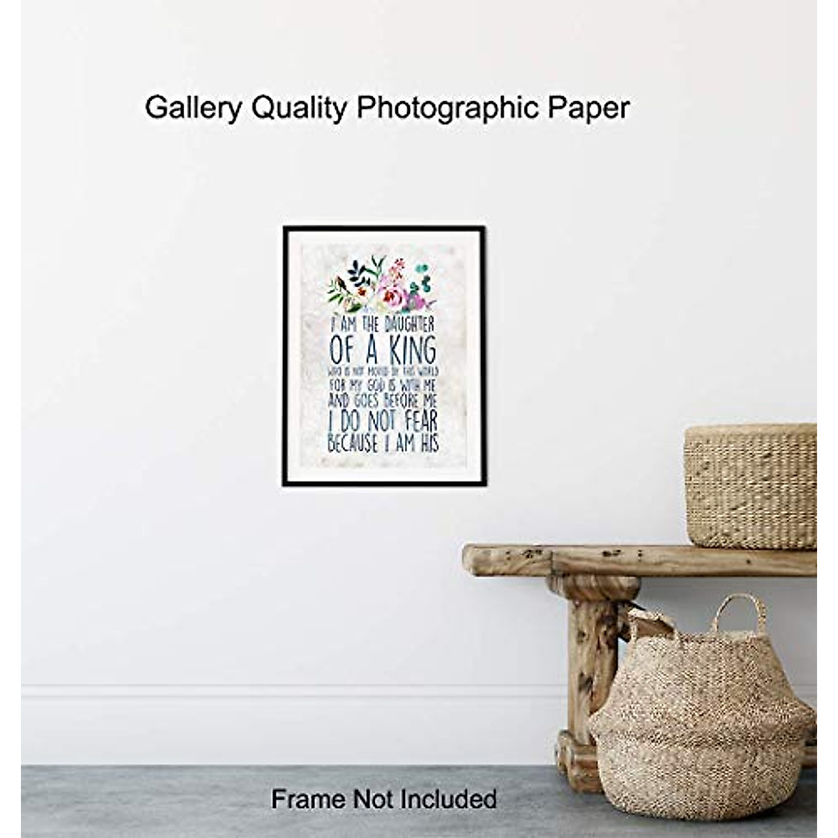 Religious Wall Decor - 8x10 Inspirational Quote - Bible Verse Wall Art - Christian Scripture Print - Wall Decor for Bedroom, Girls Room - Daughter Gifts - Gift for Women