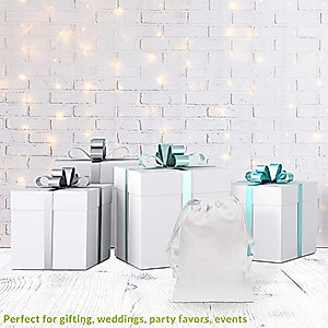 Drawstring Gift Bags - 12 Pack 5x7 Inch Small Bright White Muslin Cotton Cloth Pouches in Bulk, Mini Cloth Fabric Canvas Pouch for Jewelry, Candy, Parties, Wedding Favors, Soaps, Treats, Crafts