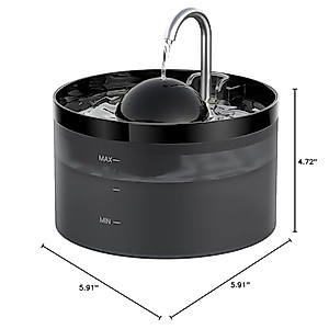 UIOOQ Cat Water Fountain, Pet Waterer Fountain with Ultra Silent Pump, Activated Carbon Filter Keep Water Fresh, 2.2L Capacity, Faucet Design, Anti Sputtering, Suit for All Kinds of Cat